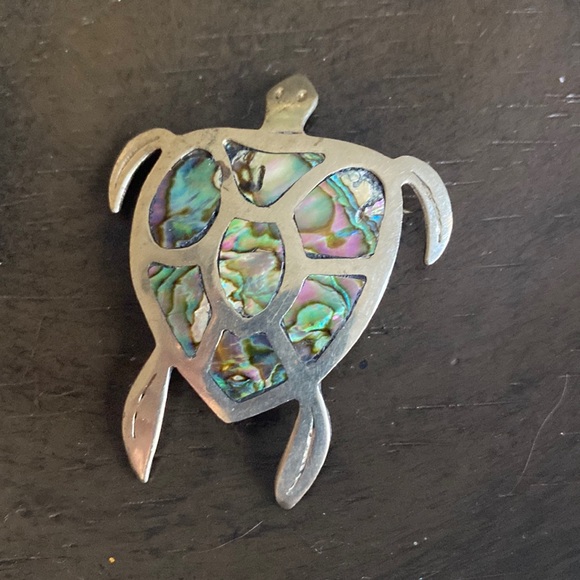 MEXICANA | Jewelry | Abalone Silver Tone Turtle Brooch Marked Mexico ...